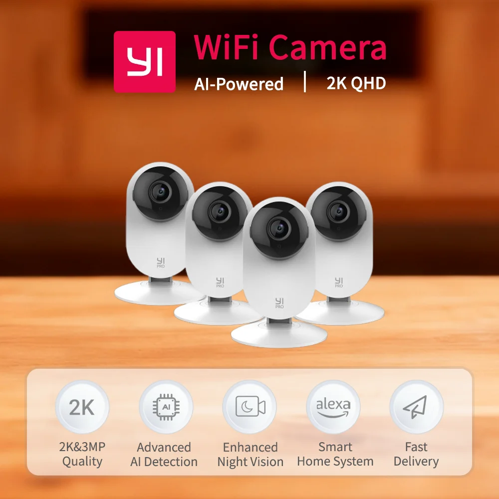 YI 4pc 2K Home Pro Camera 3MP Wi-Fi IP Security Surveillance Smart ...