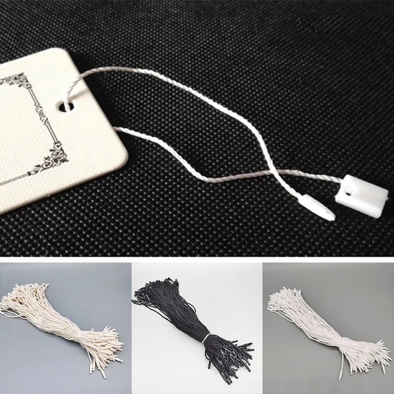 100PCS Polyester Tag Ropes Plastic Tag Hang Label Tags Rope String Snap ...