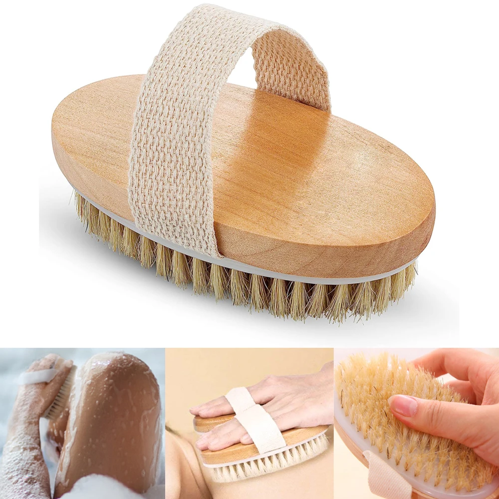Dry-Brushing-Body-Exfoliating-Brush-Natural-Bristle-Bath-Brush-for ...