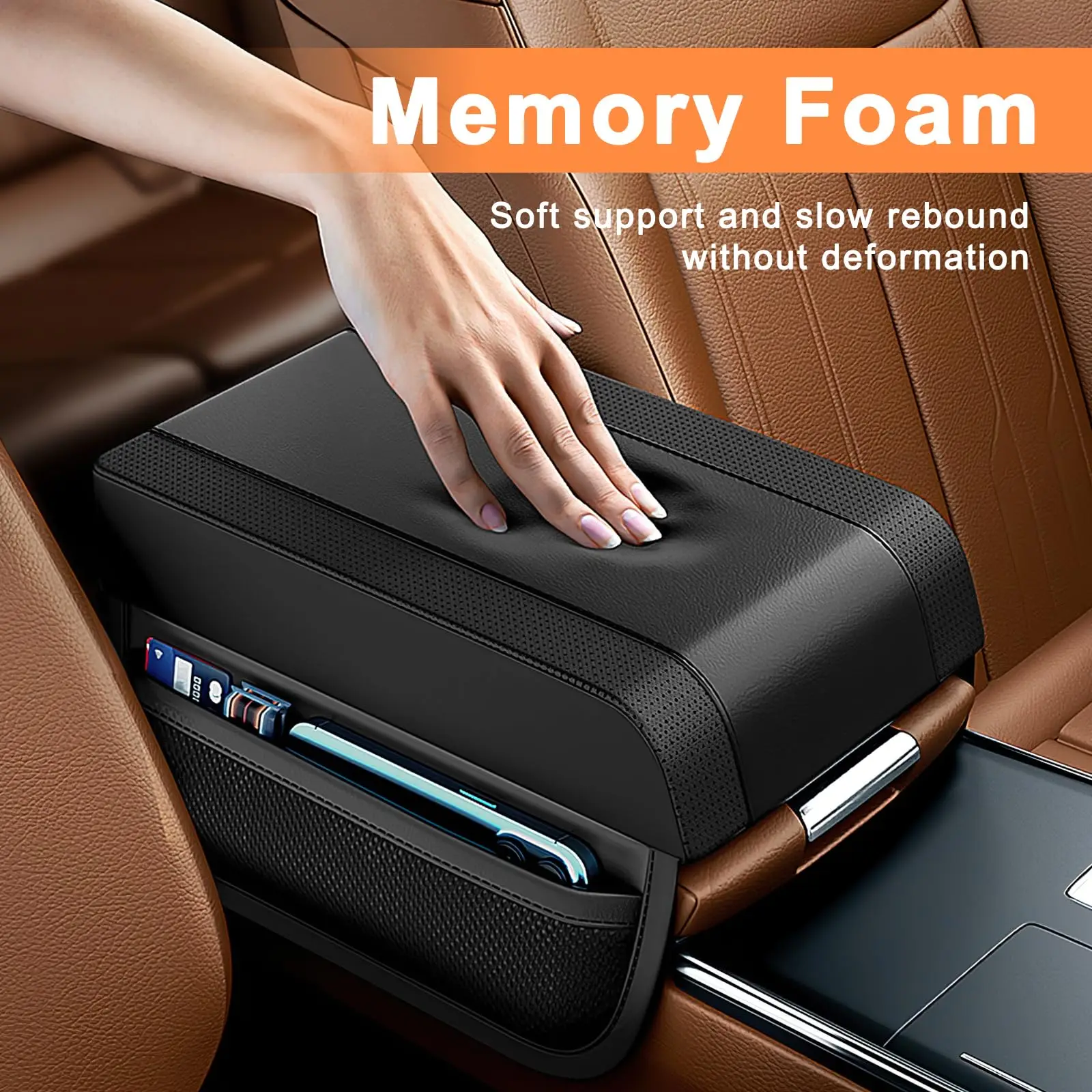 Universal-Car-Armrest-Box-Booster-Pad-Premium-Memory-Foam-Elbow-Rest ...