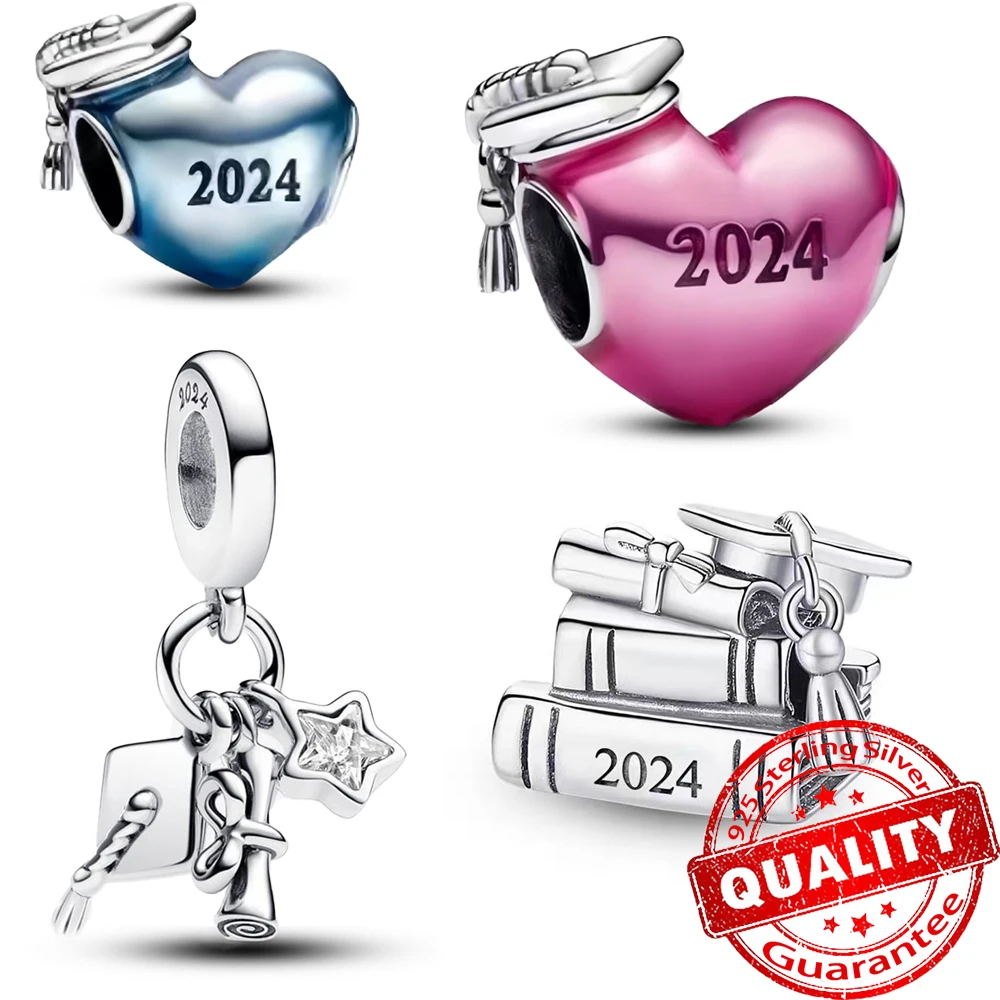 925-Sterling-Silver-Charm-Beads-para-Pandora-Pulseira-Gradua-o-do-Cora ...