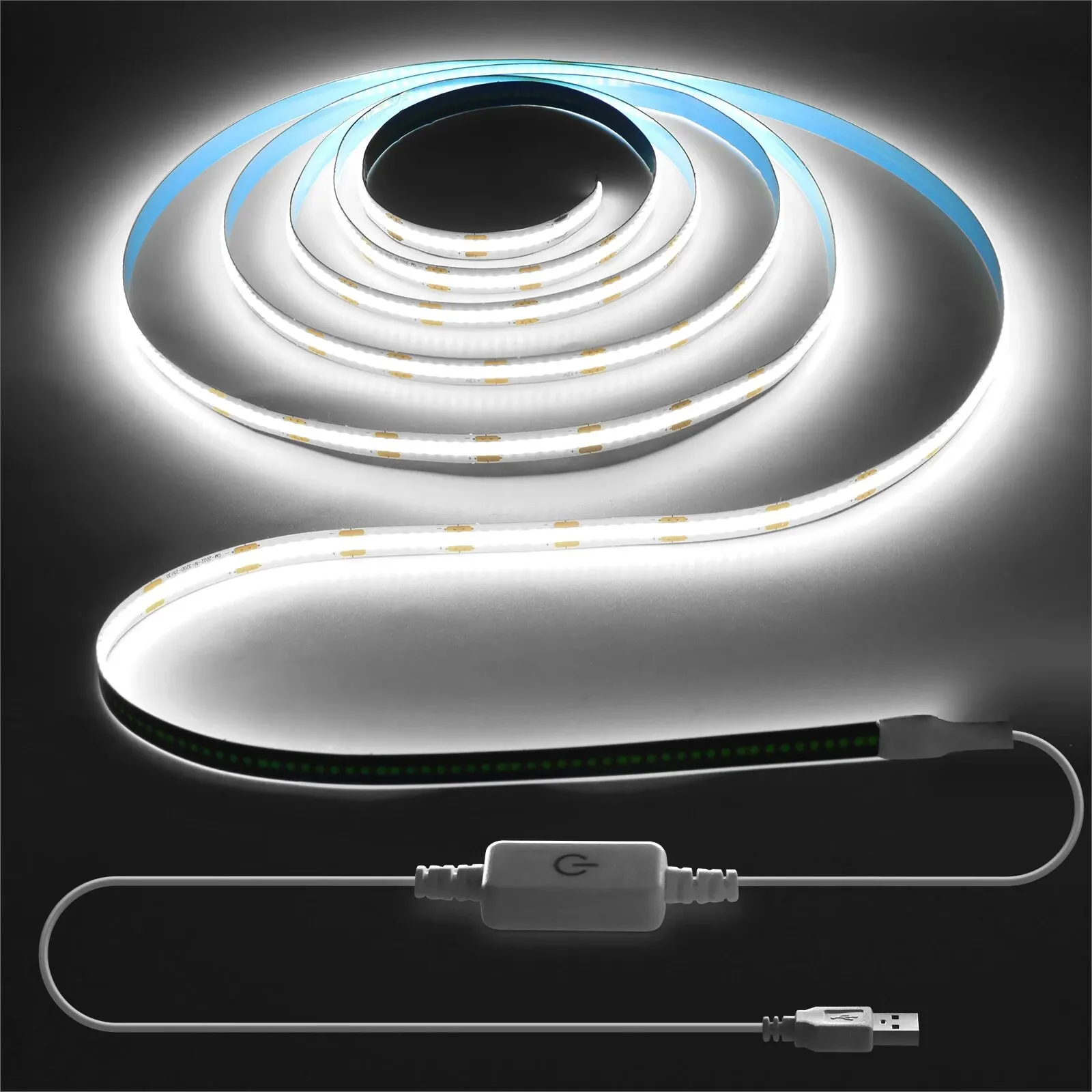 Touch-Sensor-Dimmable-USB-COB-LED-Strip-Light-5V-Ribbon-Tape-320LEDs-M ...