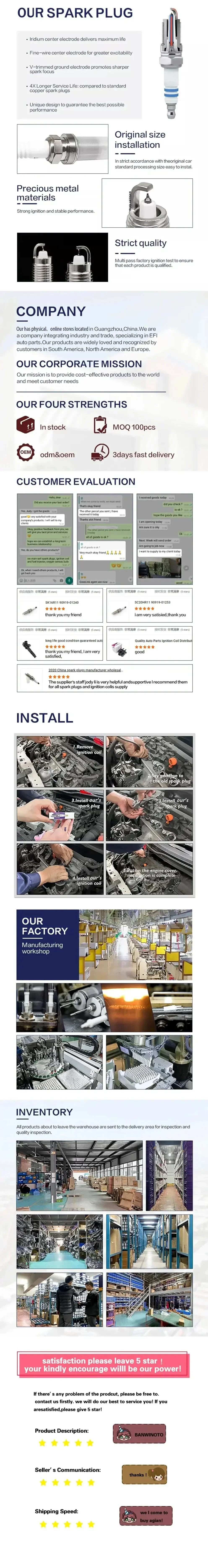 4/6 шт. 90919-01289 FC16HRQ8 иридиевая Свеча зажигания для Toyota ...