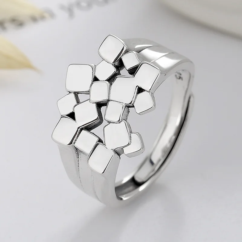 925-Sterling-Silver-Opening-Rings-for-Women-and-Men-with-Geometric ...