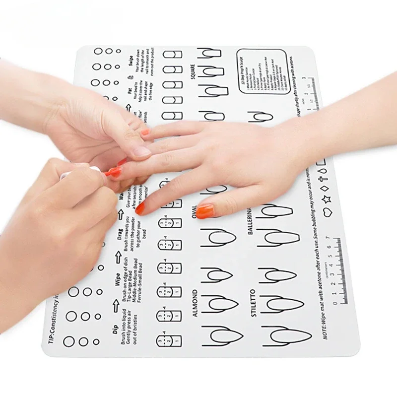 Silicone-Acrylic-Nail-Practice-Training-Sheet-Mat-Manicure-Liquid ...