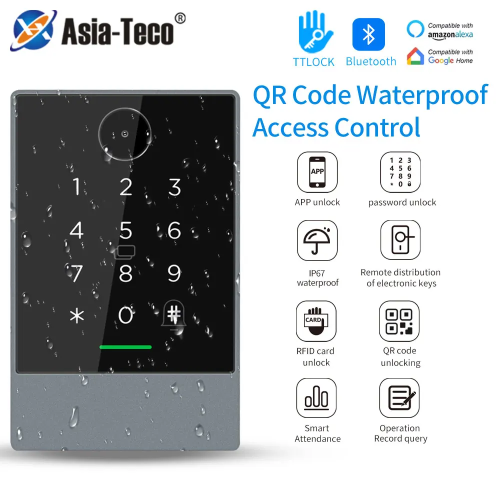 TTLOCK QR Code Access Control Reader 13.56Mhz Rfid IP67 Waterproof ...
