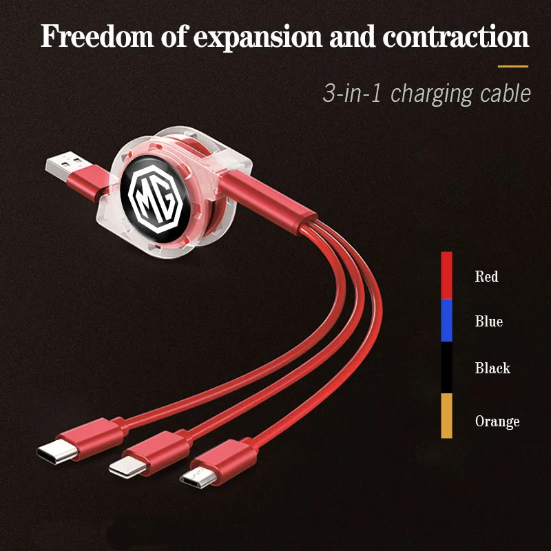 3 In 1 Car Micro Usb Type C Charging Cable Multi Charger For Mg Hs Zst ...