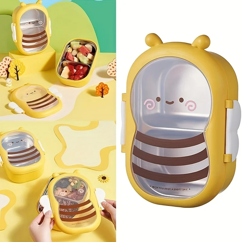 Portable Stainless Steel Lunch Box Cute Bee Shape Bento Box Leak-Proof ...