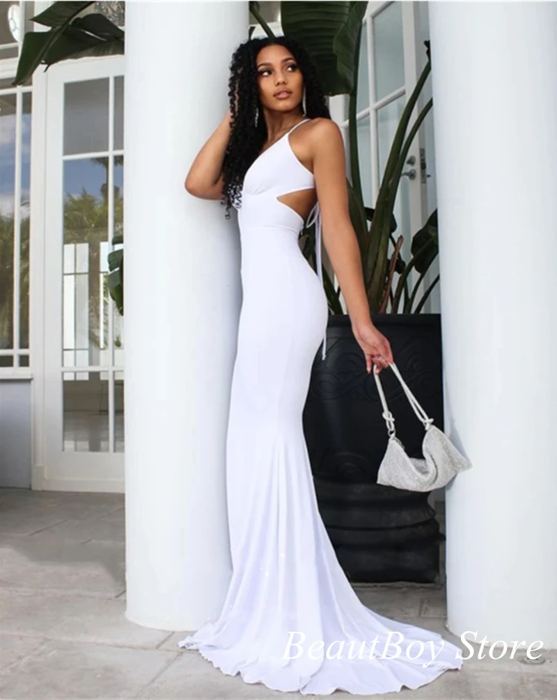 Open Back White Prom Dress