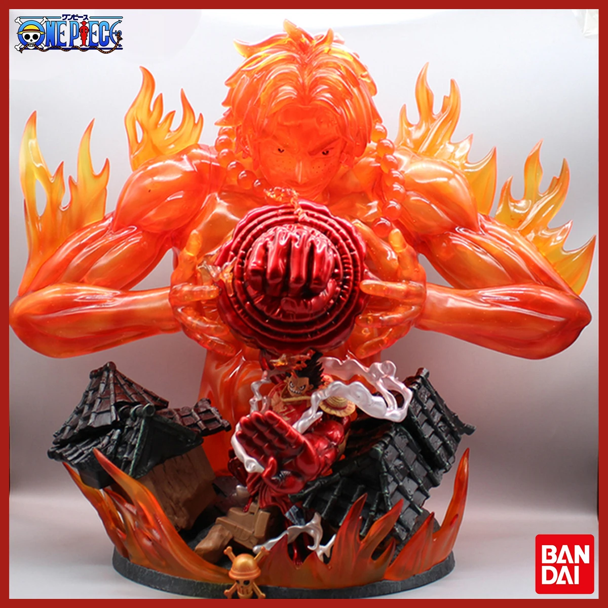 One Piece Anime Figures 47cm Monkey D. Luffy Figure Ace Protect Luffy ...