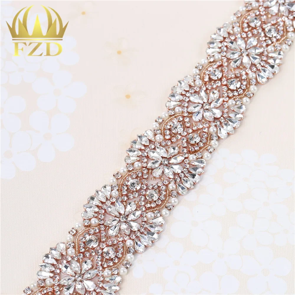 1-yard-Rose-gold-and-Gold-Sewing-on-Crystal-Beaded-Iron-On-Pearl ...