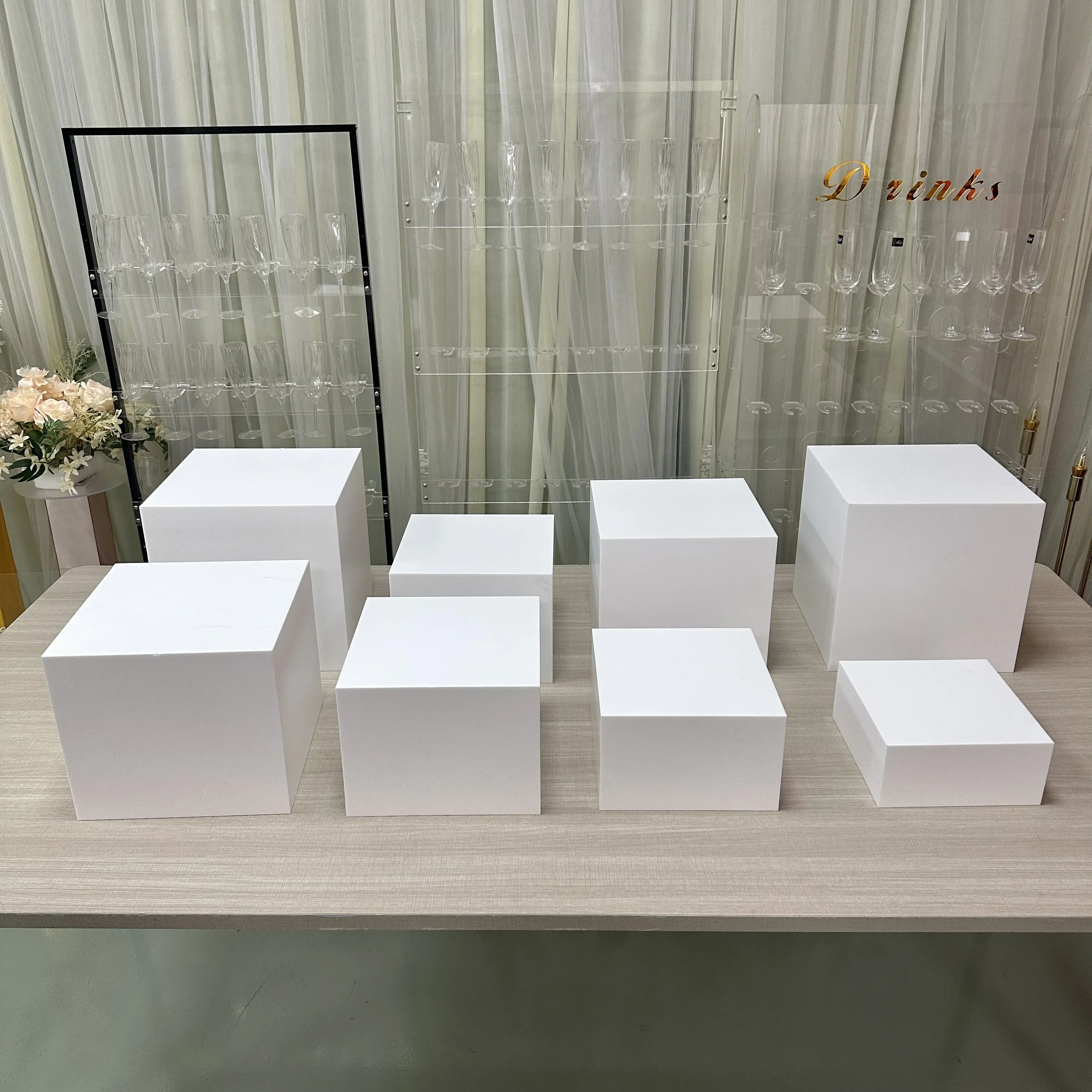 White-Buffet-Acrylic-Riser-Cube-Wedding-Display-Nesting-Square-Food ...