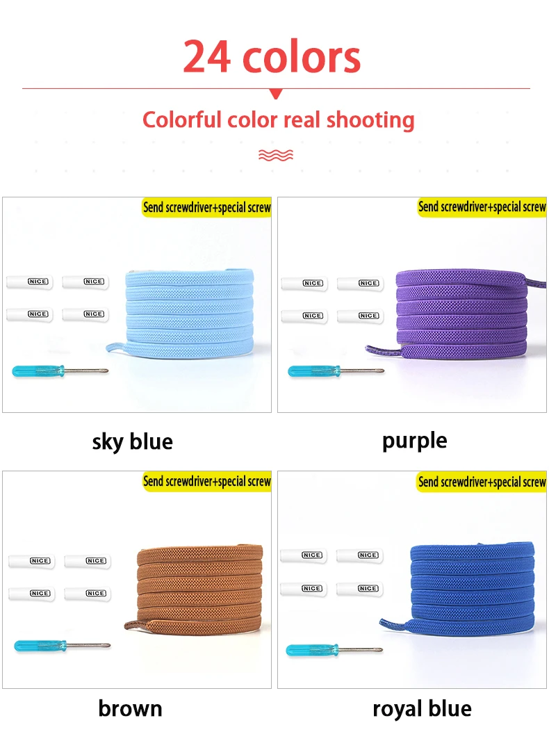 LACET DE CHAUSSURE,Royal blue-100cm--Lacets Élastiques En Métal Plat ...