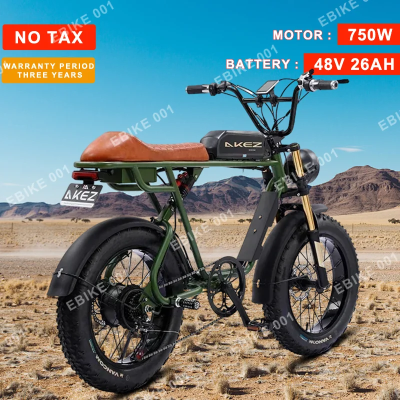 EU-US-Stock-AKEZ-Electric-Bicycle-48V-26AH-750W-Motor-Fat-Tire-Retro ...