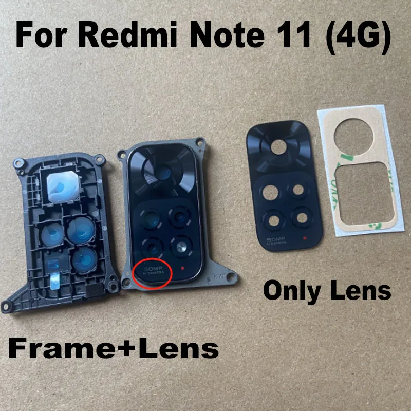For-Xiaomi-Redmi-Note-11-Back-Camera-Lens-Rear-Glass-With-Frame-Cover ...