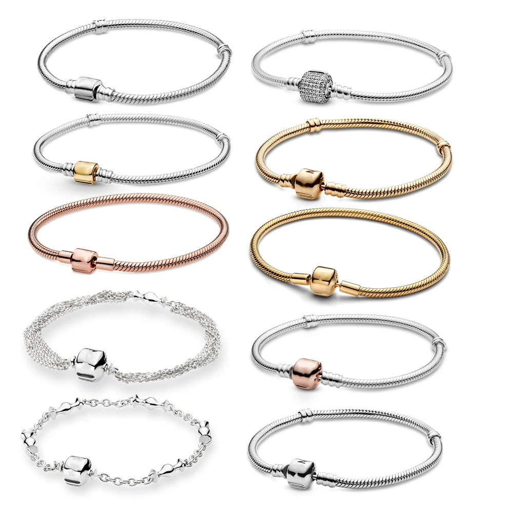 S925-pulseira-de-prata-esterlina-para-mulheres-fecho-barril-corrente ...