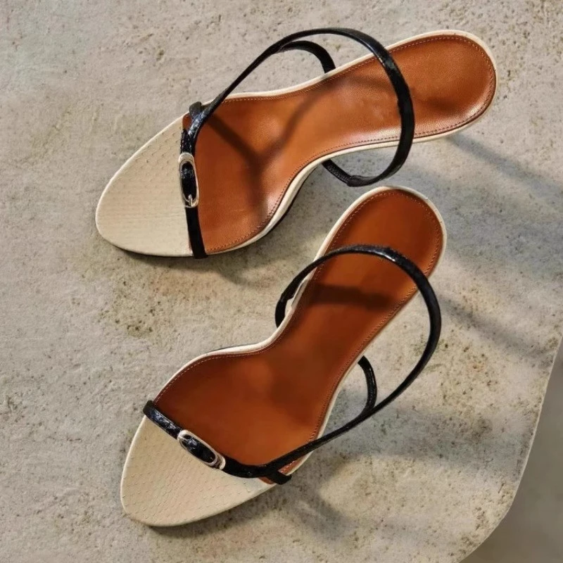 Mixed-Colors-Buckle-Strap-Women-Sandals-Hand-made-Thin-Heels-Ladies ...