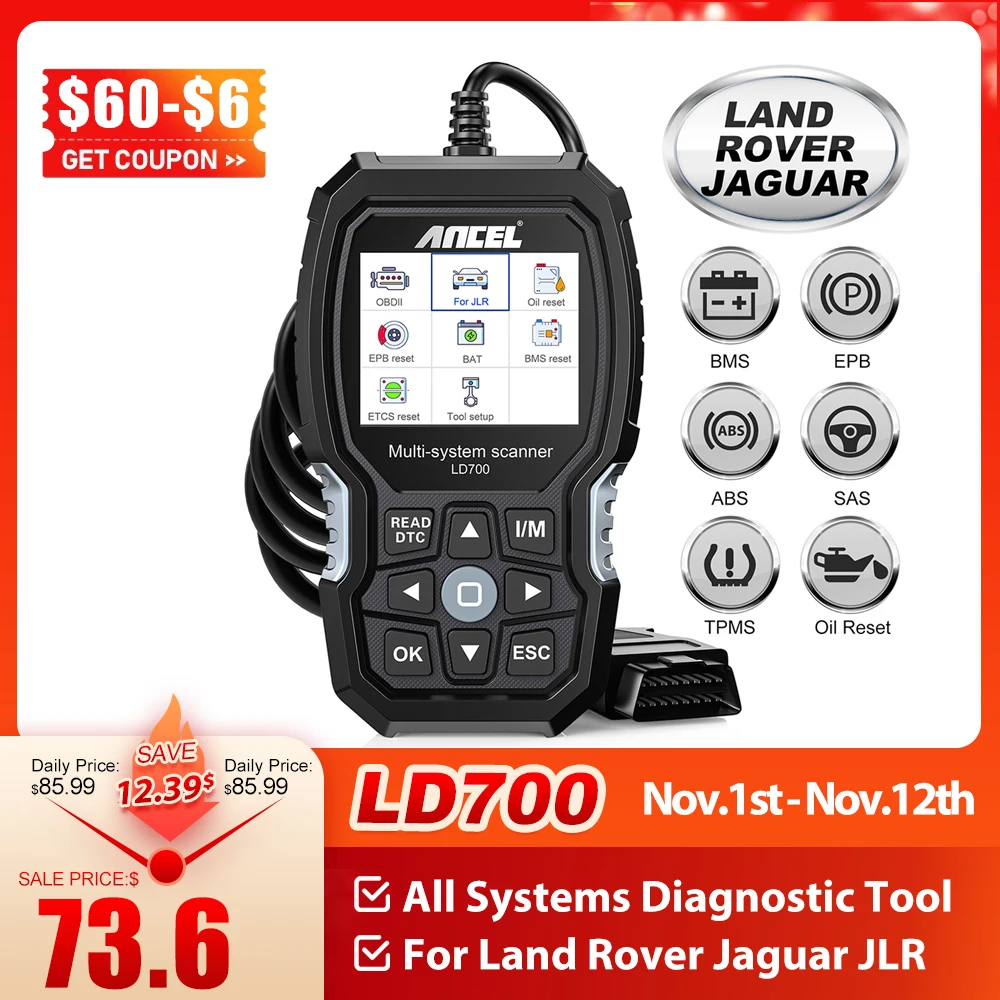 Ancel Ld700 Obd2 Scanner All Systems Diagnostic Tool Check Engine Abs ...