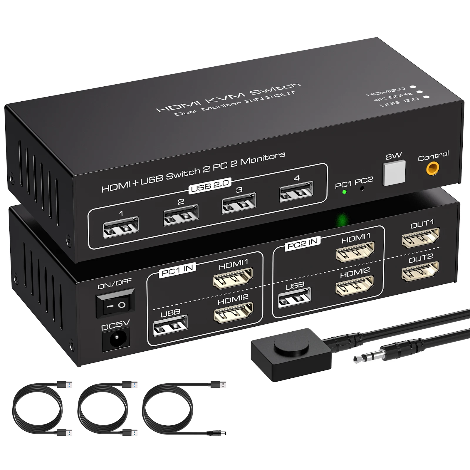 HDMI-KVM-Switch-2-Monitors-2-Computers-4K-60Hz-USB-KVM-Switches-2-Port ...