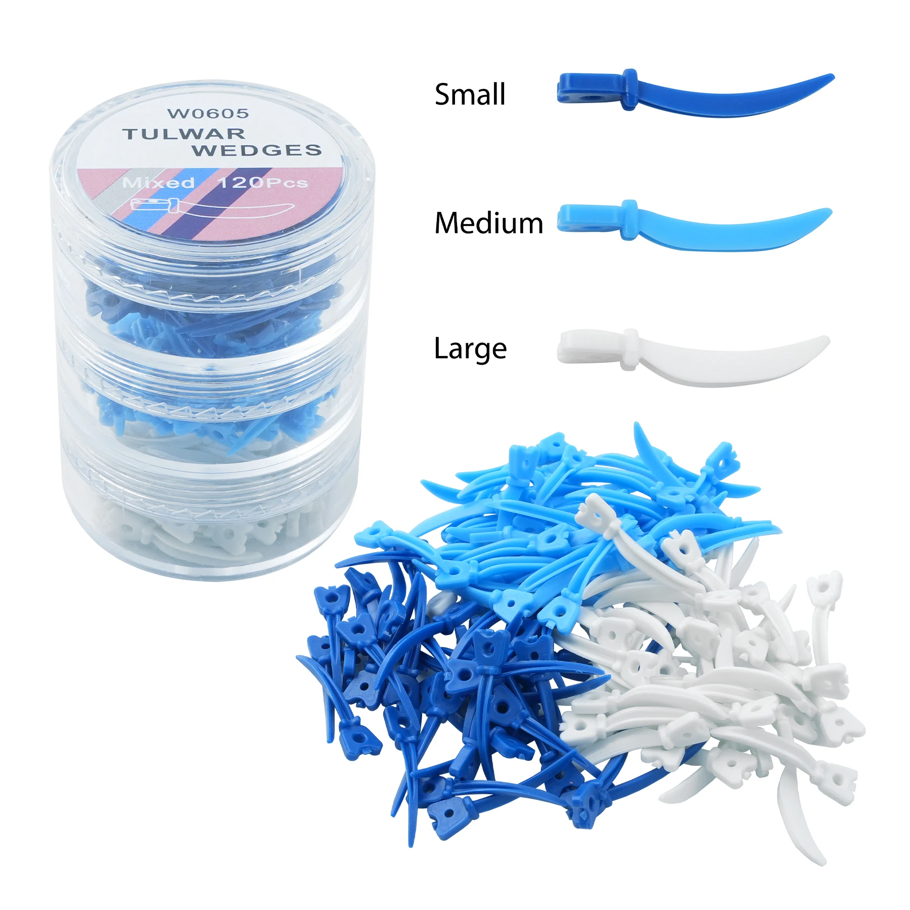 120Pcs-Dental-Tulwar-Wedges-Refill-Wedge-Matrix-Bands-Sectional-Con ...
