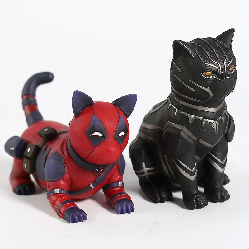 Estatuilla de gato de la pantera negra de Deadpool, figura de colección ...