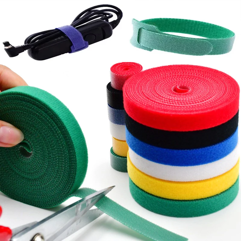 5M/Roll Fastening Cable Ties Reusable Hook and Loop Cable Organizer ...