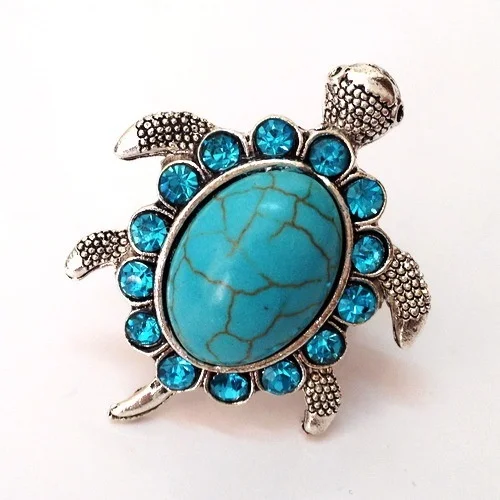 Ajustable-Tibetan-Silver-Blue-Turquoise-Gem-Rhinestone-Crystal-Tortoise ...