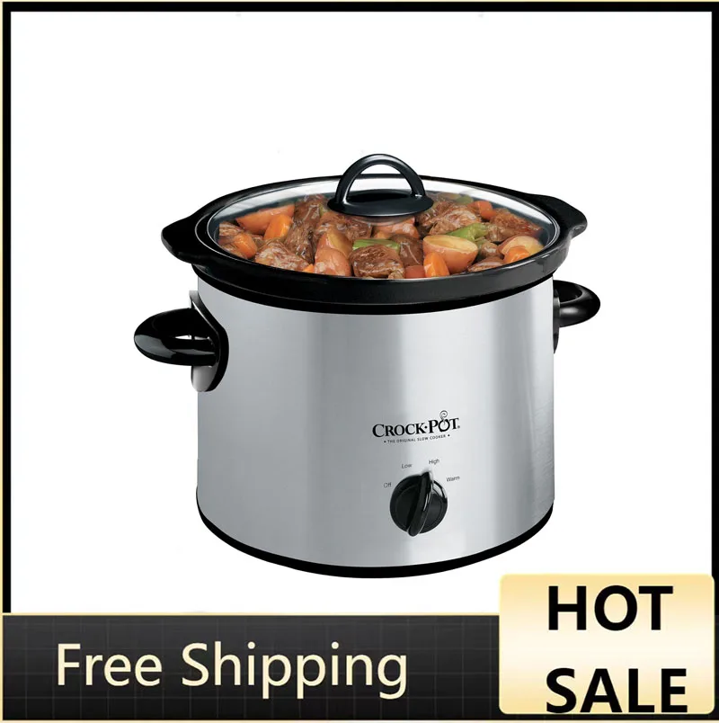 Crock-Pot-Small-3-Quart-Round-Manual-Slow-Cooker-Stainless-Steel-and ...