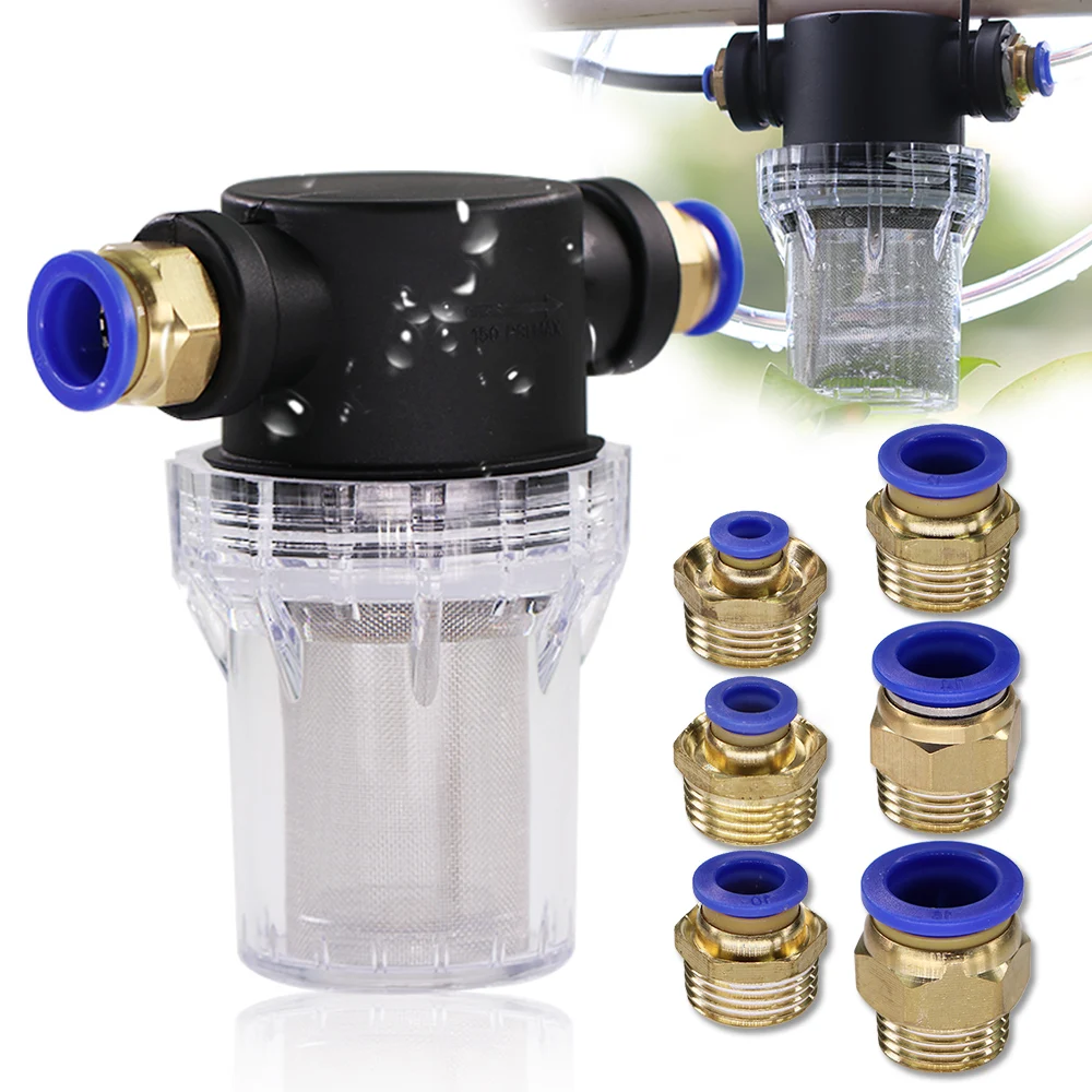 1/2" 6-16mm Garden Watering Hose Filter Irrigation Pipe Fittings Brass ...