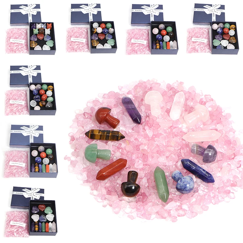 14Pcs-Set-Natural-Crystals-Stone-Gift-Box-Reiki-Healing-Quartz-7-Chakra ...