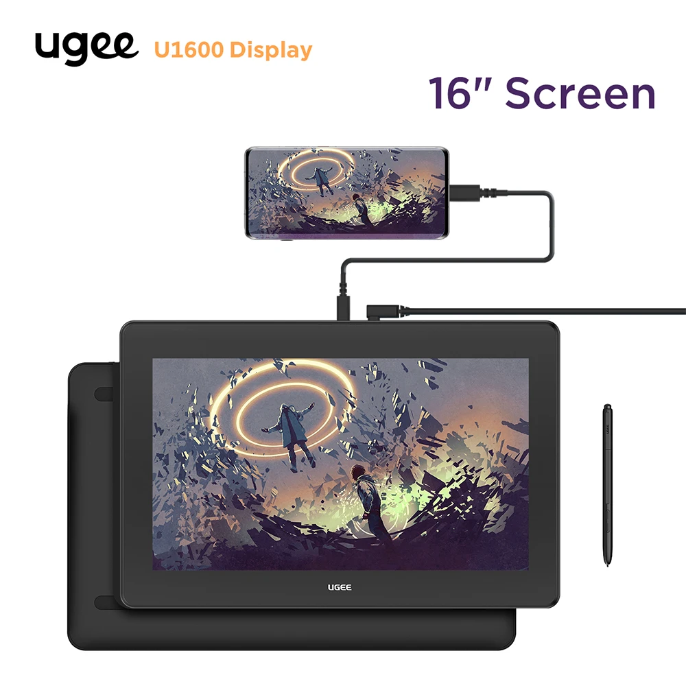 UGEE U1600 16" Graphic Display Drawing Tablet Pen Monitor 127%sRGB ...