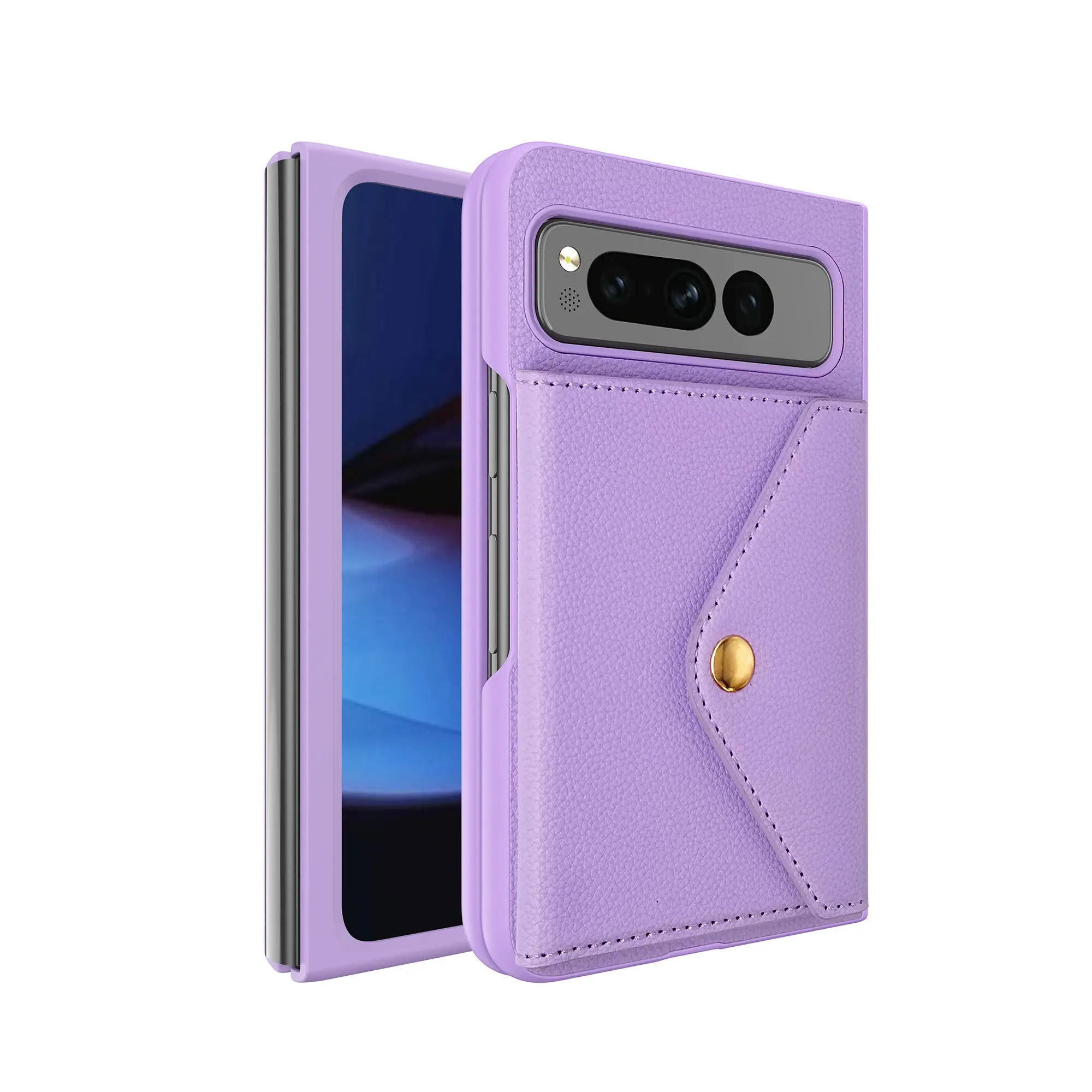 for-Google-Pixel-Fold-Lychee-pattern-Leather-Case-with-Card-Hold-Large ...