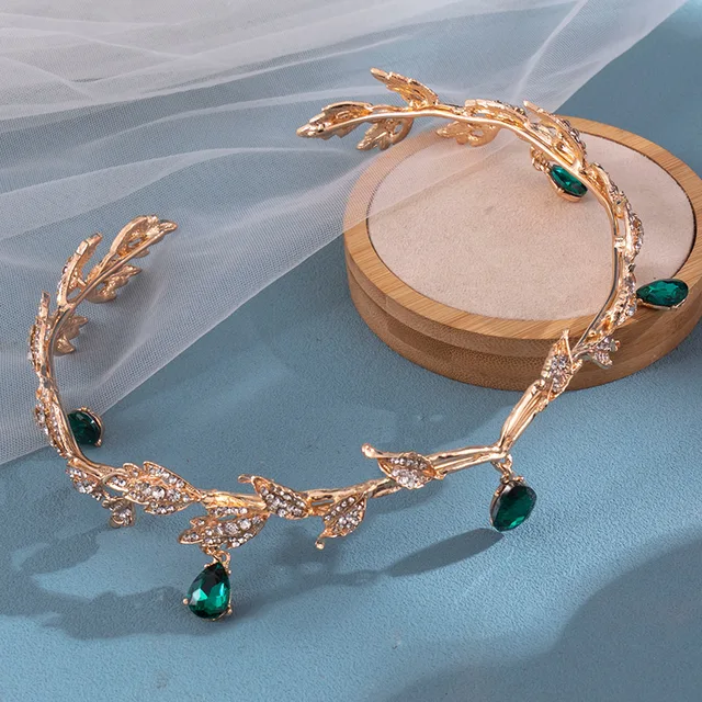 Tiaras de corona de hadas verde esmeralda de bronce Vintage para mujer ...