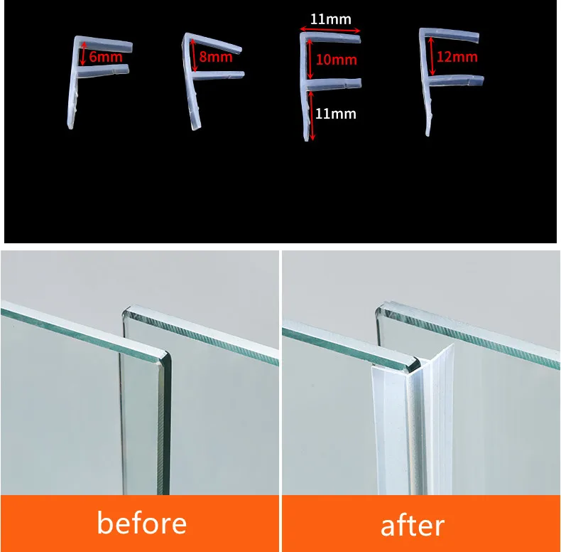 Couleur U Longueur 2M Bandes d'étanchéité de porte en verre en forme ...
