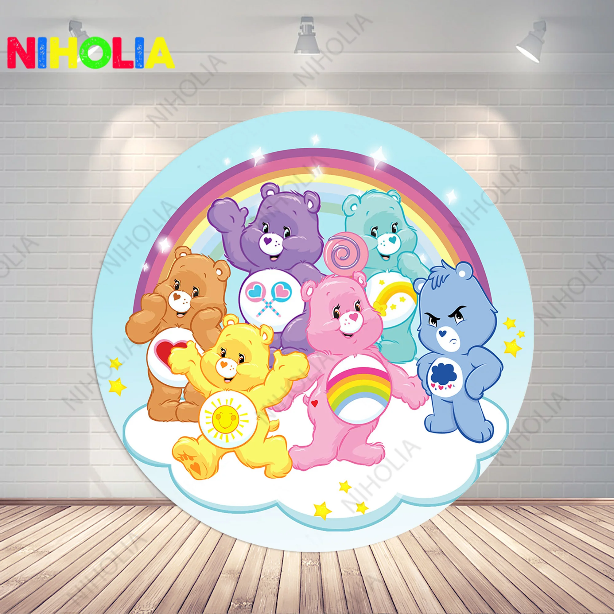 Care-Bears-Round-Photo-Backdrop-Kids-Birthday-Party-Cartoon-Rainbow ...