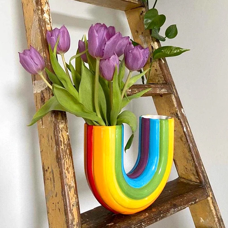 Modern-Simple-U-Shape-Vase-Nordic-Rainbow-U-Shape-Vase-Creative-Rainbow ...