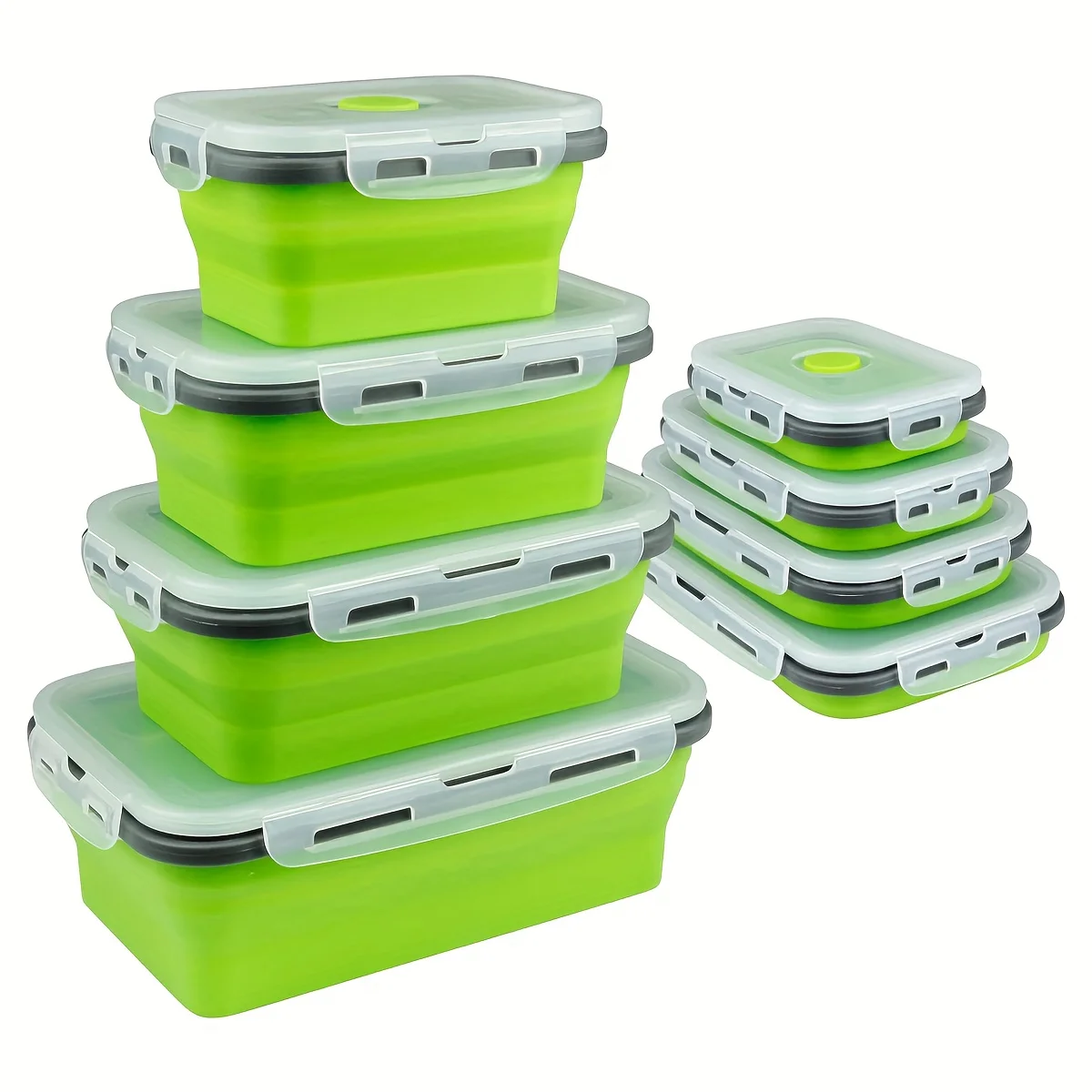 4PC-Silicone-Collapsible-Lunch-Box-Airtight-Vacuum-Seal-Food-Storage ...