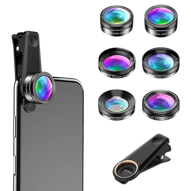APEXEL 6 in1 Professional Camera Lens Kits Phone Wide Angle Macro ...