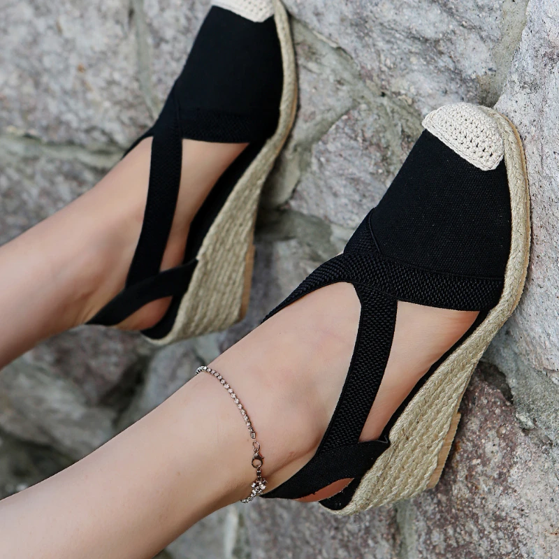 2024-Summer-Brown-Round-Head-Sticky-Rubber-Shoe-Slope-Platform-Sandals ...