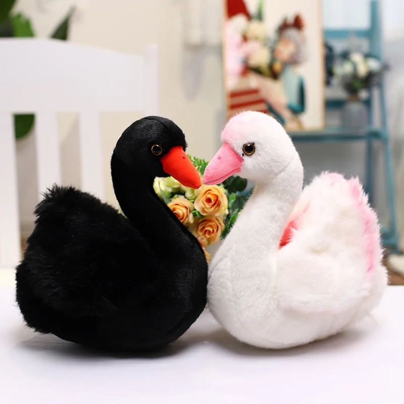 26cm simulation Black and white Swan Plush Toys Cute bird Stuffed ...