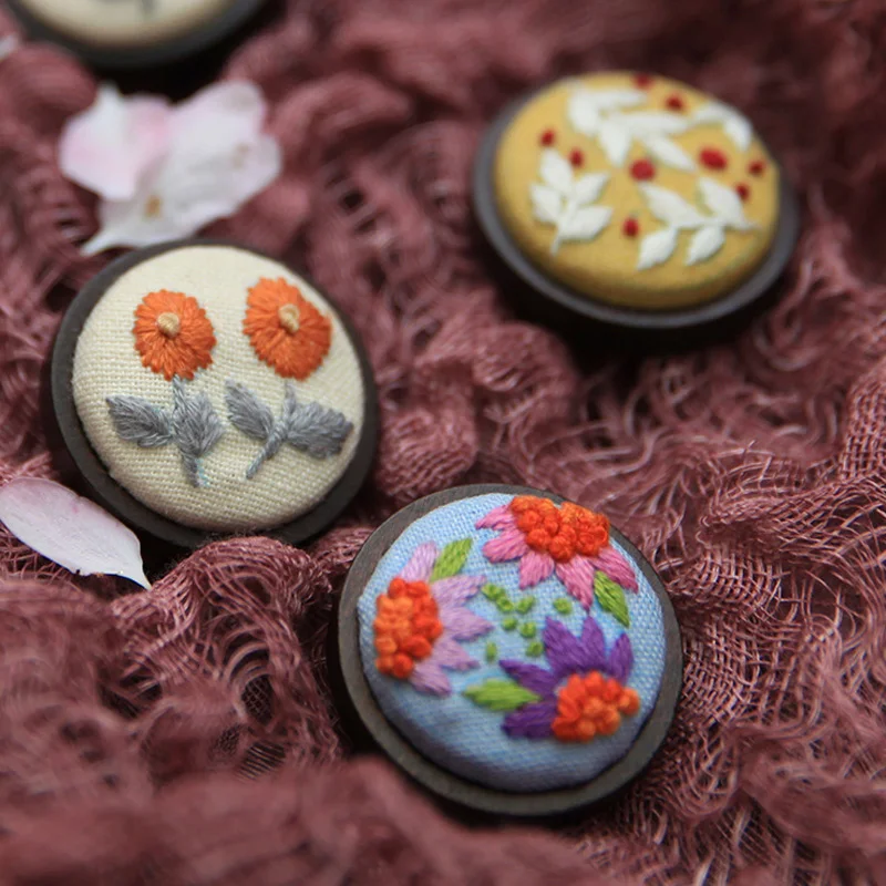 DIY-Brooch-Flower-Embroidery-Kit-with-Hoop-Needlework-Handmade-Cross ...