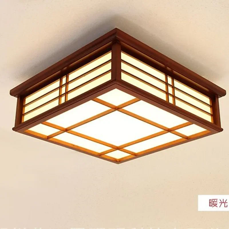 Classic Red Color Solid Wood LED Square Shape Ceiling Light for Living ...