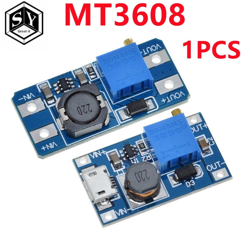 SHAHIDEER MT3608 Step Up Boost Power Converter Módulo de Avance con Micro USB DC-DC 2A Max 2V ...