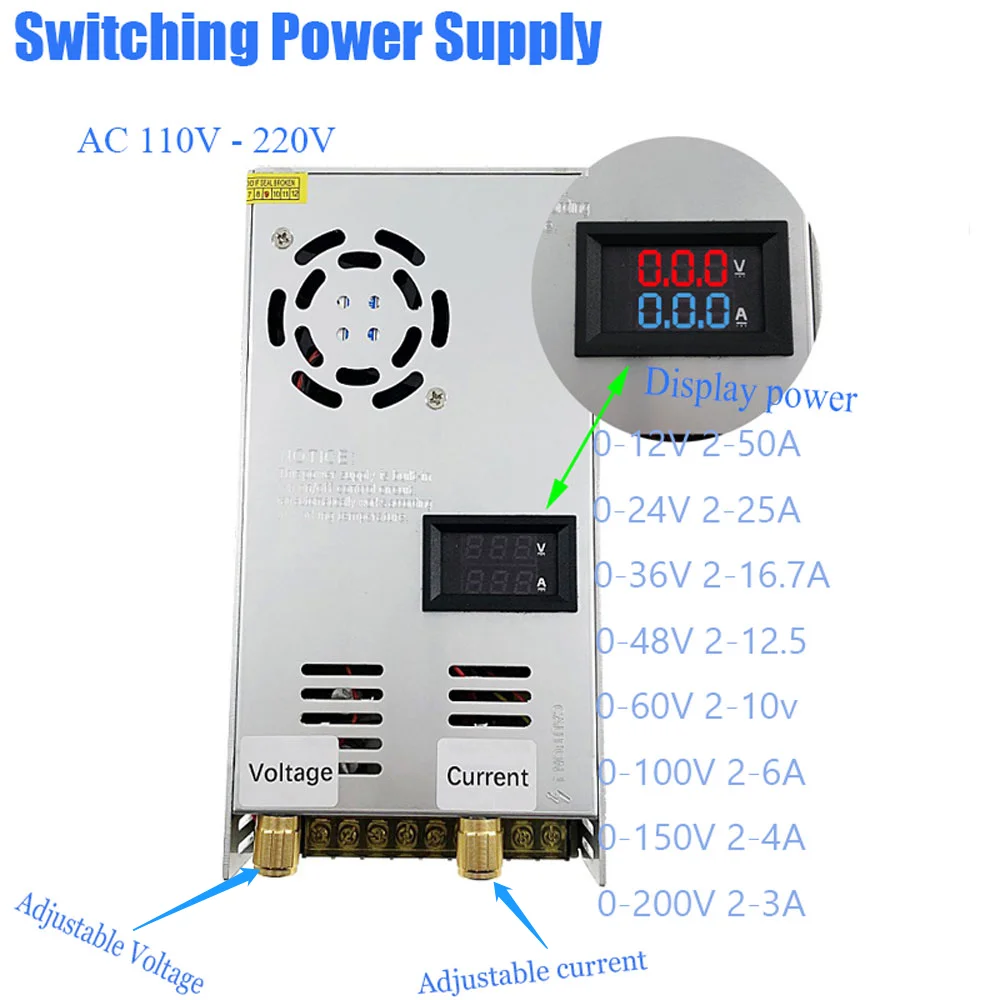 Switching Power Supply Adjustable AC 220V DC 0 12V 24V 36V 48V 60V 100V ...