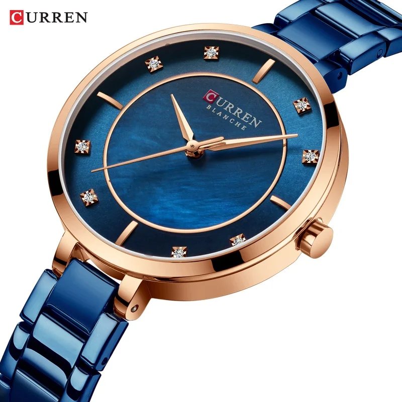 CURREN-9051-Quartz-Women-s-Watch-Simple-Elegant-Diamond-Dial-Stainless ...