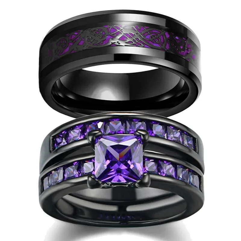 Charm-Couple-Rings-For-Women-Purple-Rhinestones-Zircon-Rings-Set-Men-s ...