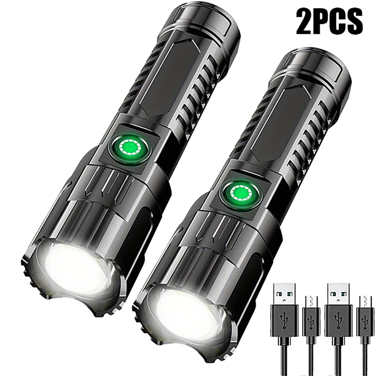 Portable-LED-Strong-Light-Flashlight-Built-in-Battery-USB-Rechargeable ...