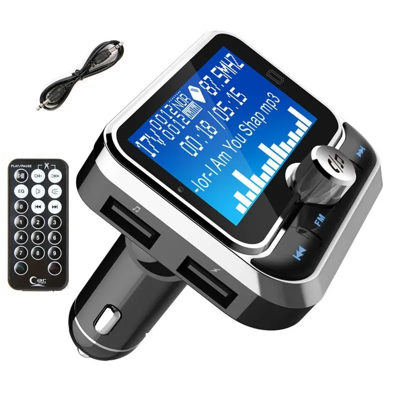 Car Kit MP3 Player Bluetooth 5.0 FM Transmitter With Remote Control AUX ...