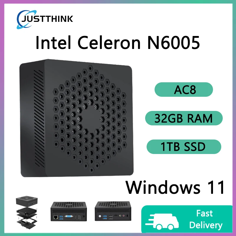 Windows 11 pro mini computador de jogo portátil sem ventilador intel ...