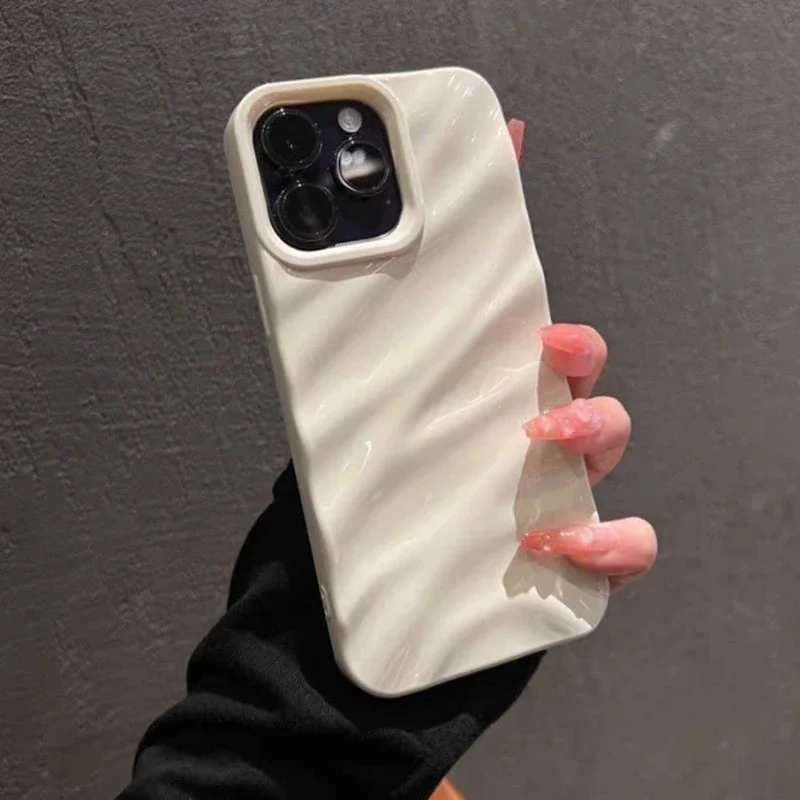 6D Silk Pattern Wavy Phone Case For iPhone Air 17 16 15 14 11 12 13 Pro ...